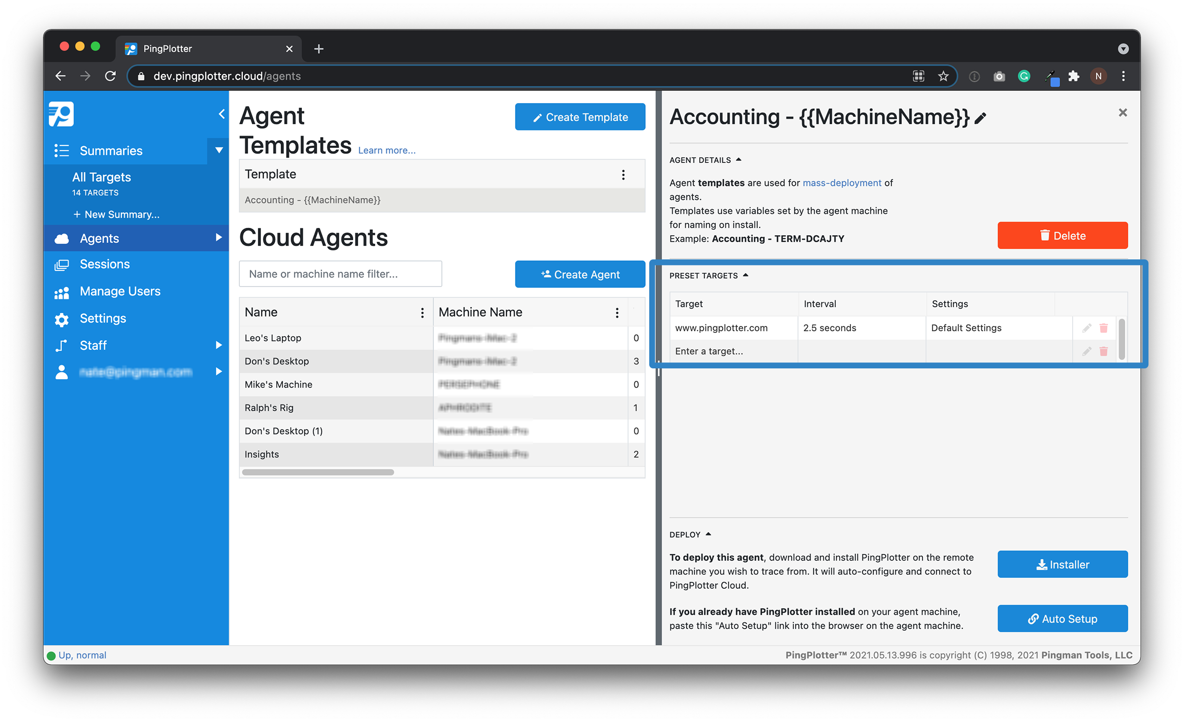 Get a head start with PingPlotter Cloud’s Agent presets